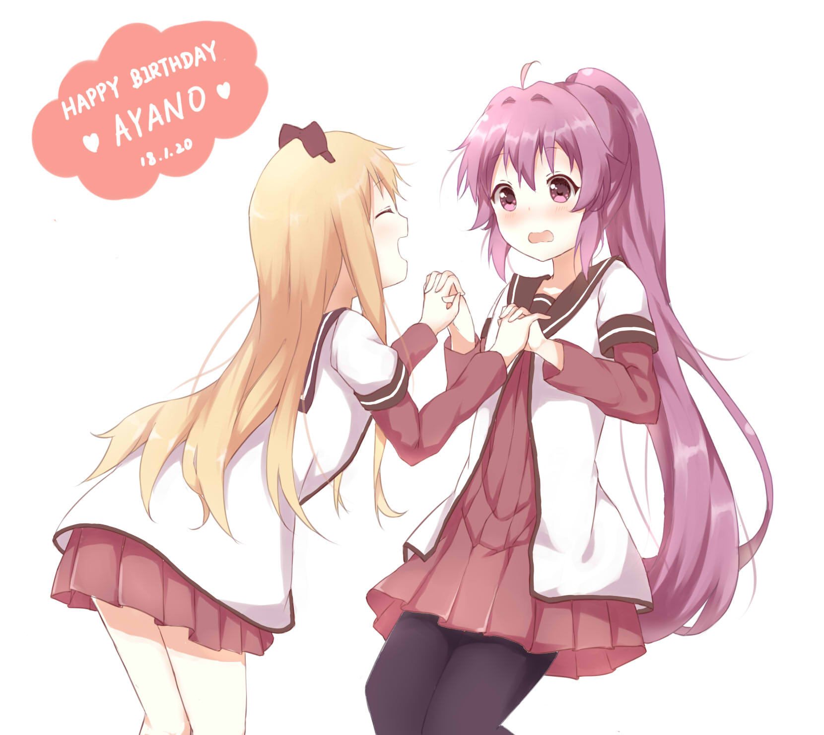Kyouko giving Ayano a happy birthday! [Yuru Yuri] : r/wholesomeyuri