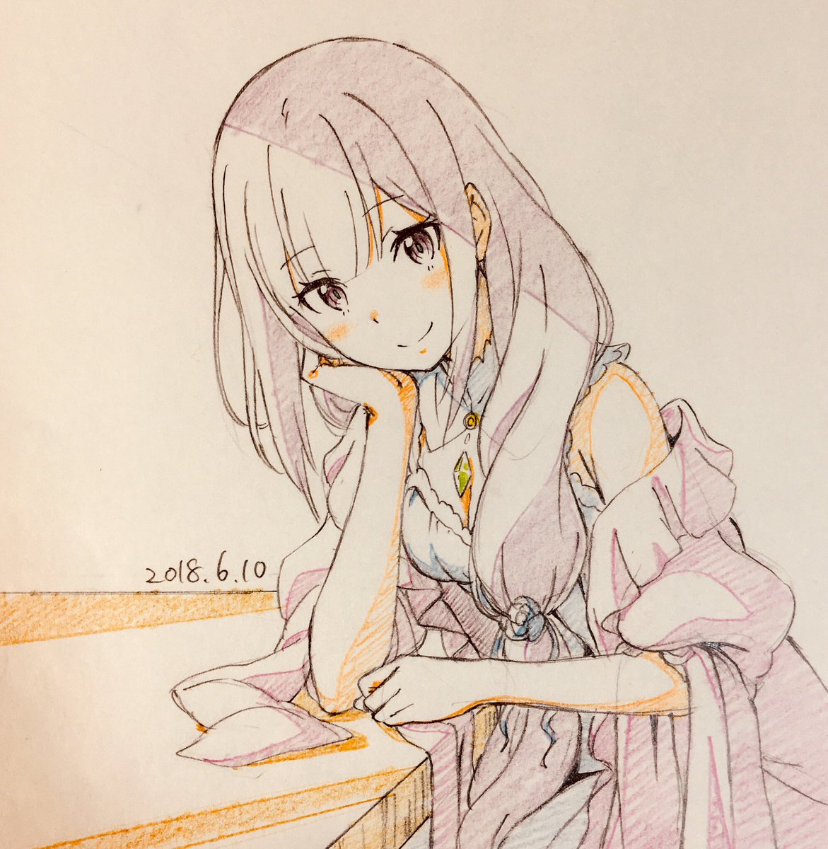 Beautiful Emilia drawing. [Re:Zero] : r/awwnime