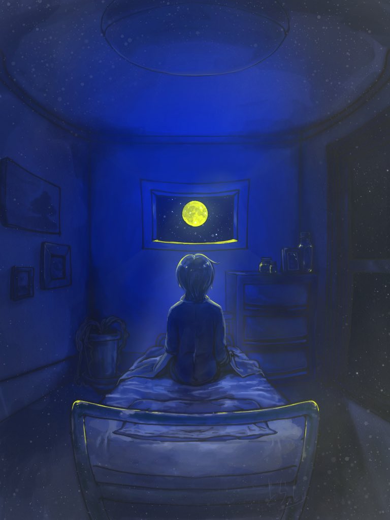 Alone with the moon [Original] 🌕 : r/Melanime
