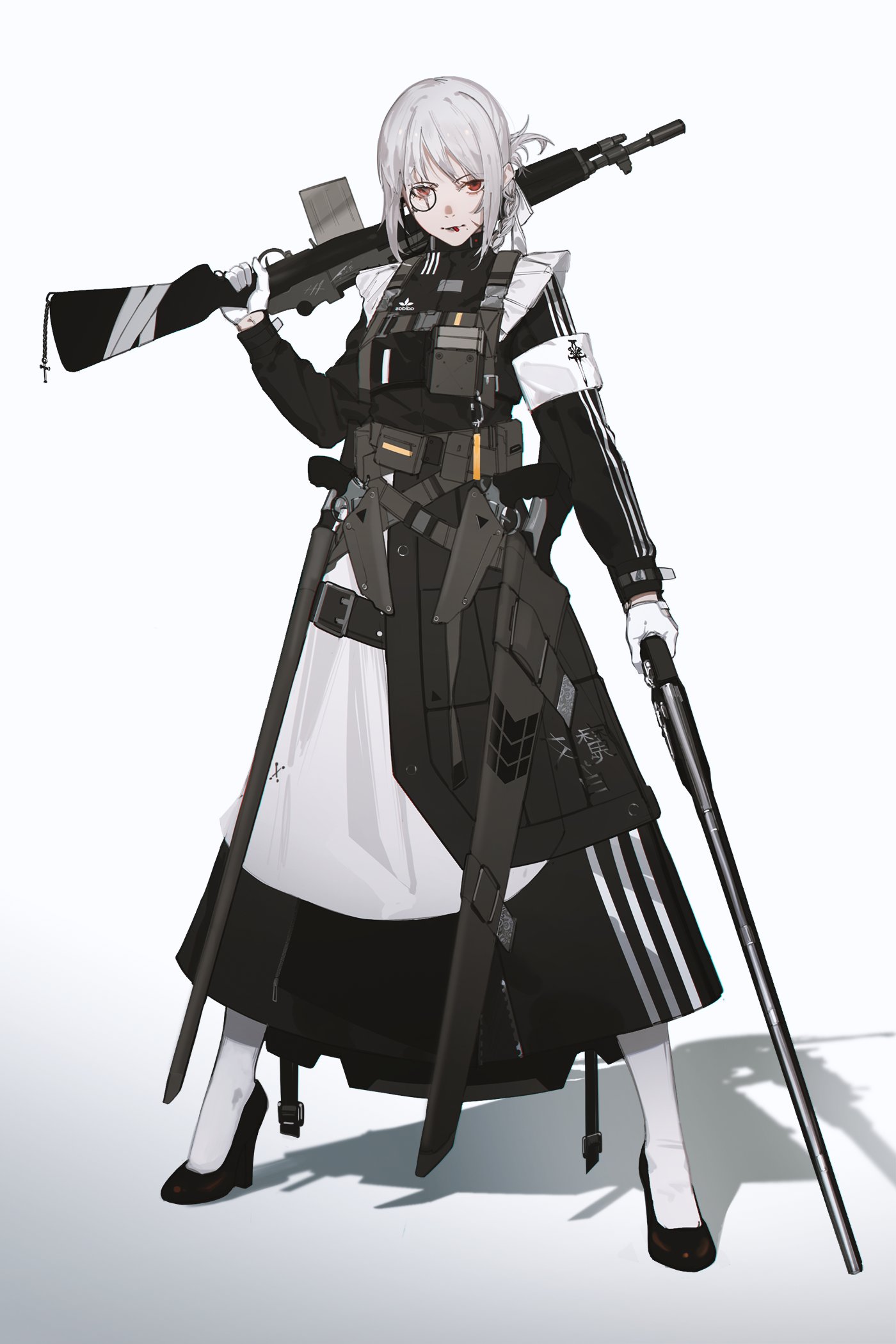 Senior monocle-wearing battle maid dual wielding rifles [Original] : r ...