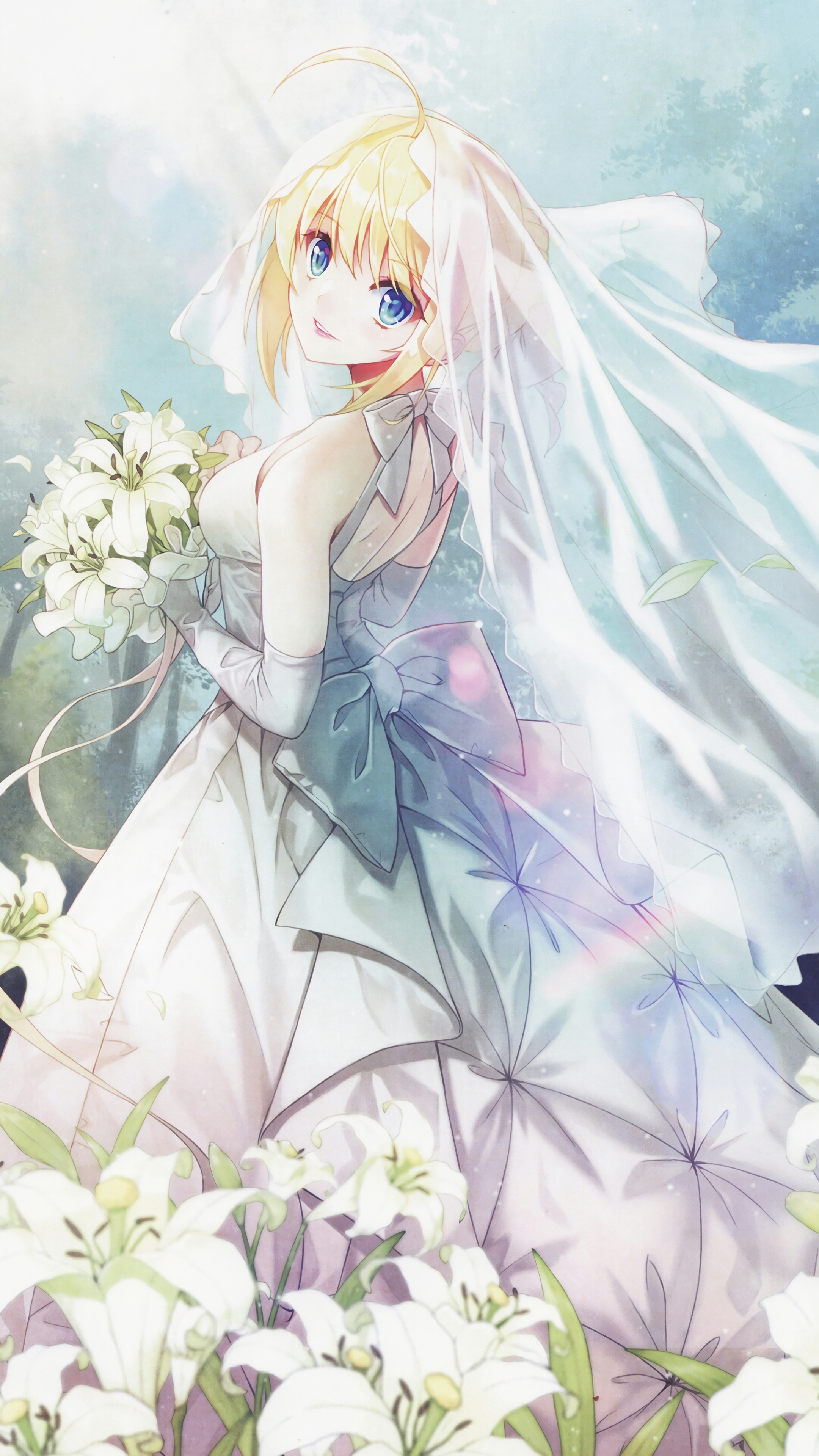 Saber as an actual bride [Fate Series] (2160x3840) : r/Animewallpaper