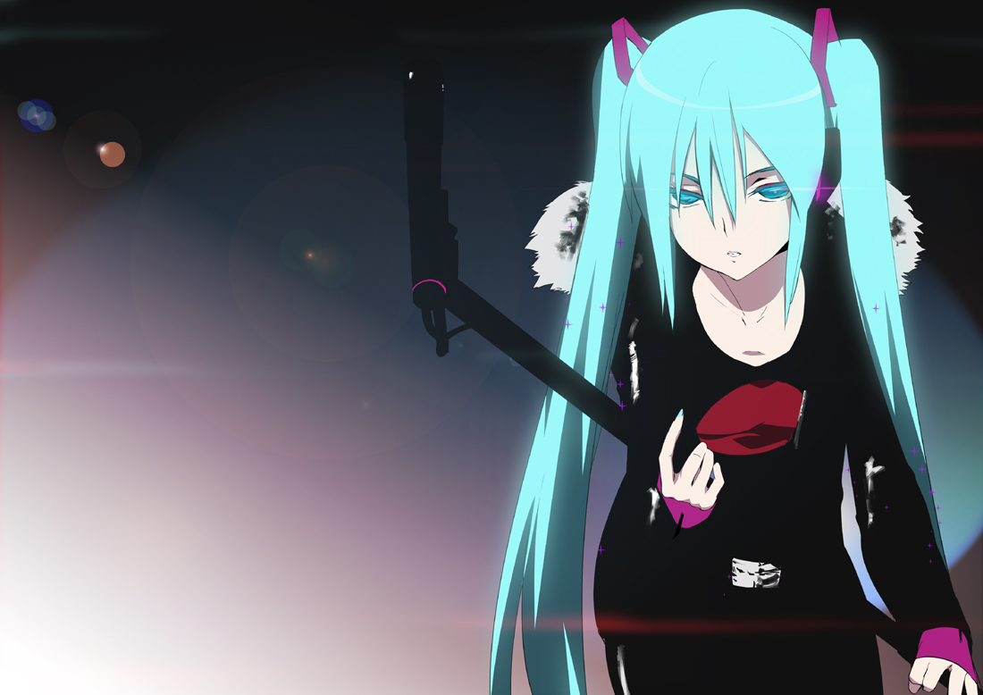 Disgruntled punk Miku feat. lens flares [Vocaloid] : r/awwnime